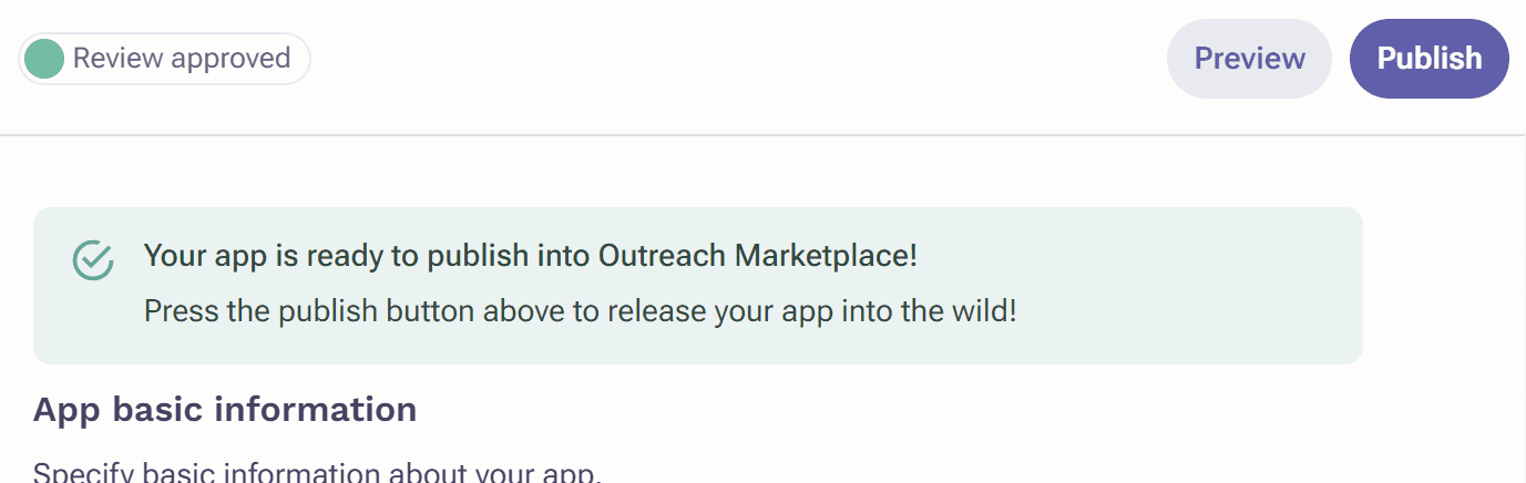 Managing apps - Development Portal | Outreach