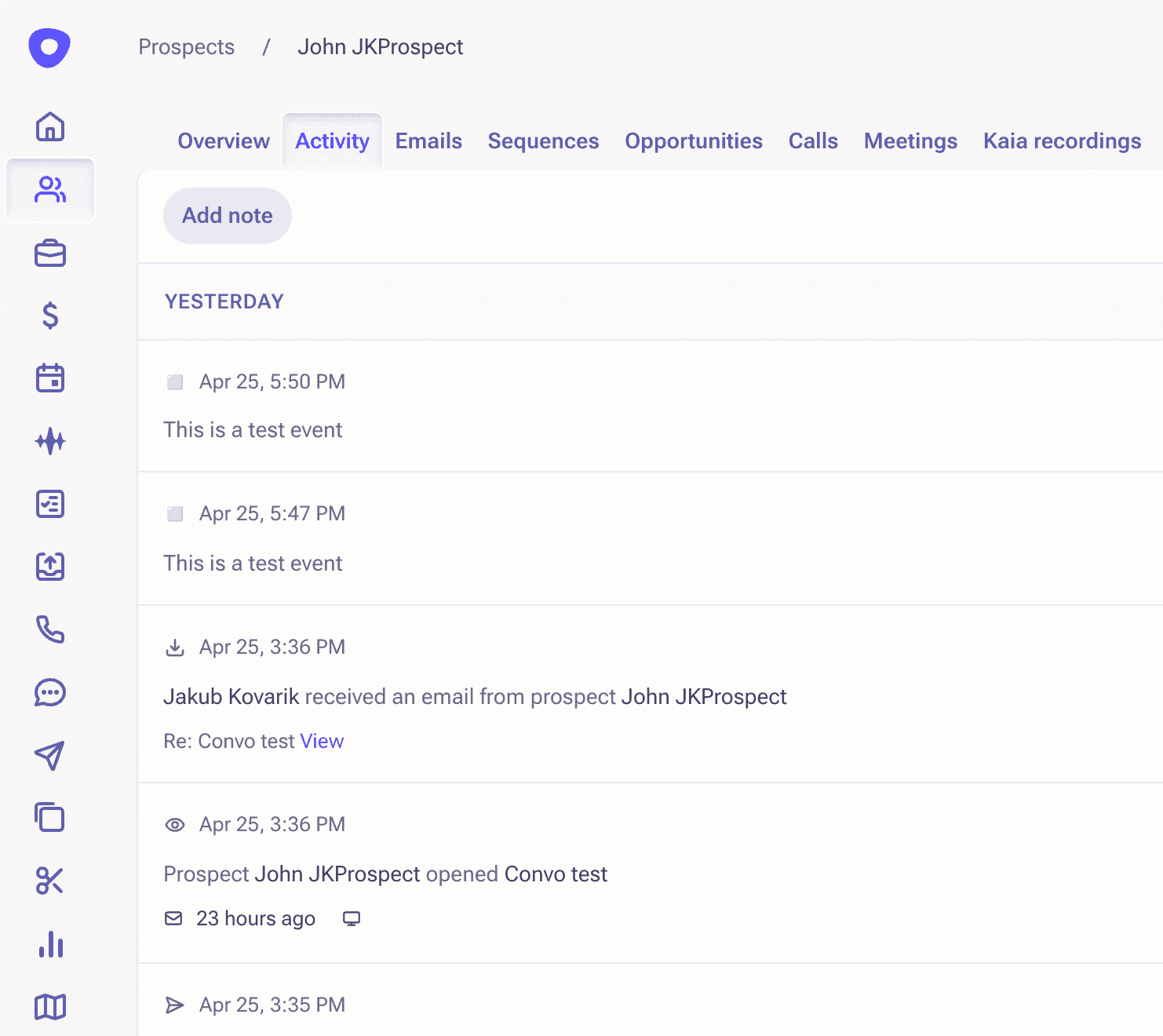 Custom events in the prospect activity feed - Development Portal | Outreach